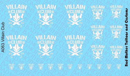 Scale Custom Waterslide Decals: The Villain Club Logos White (OPAQUE ...
