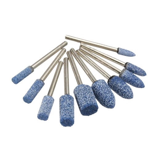 10Pack 1/8" Abrasive Mounted Grinding Stone Rotary Tool Set Wheel Head ...