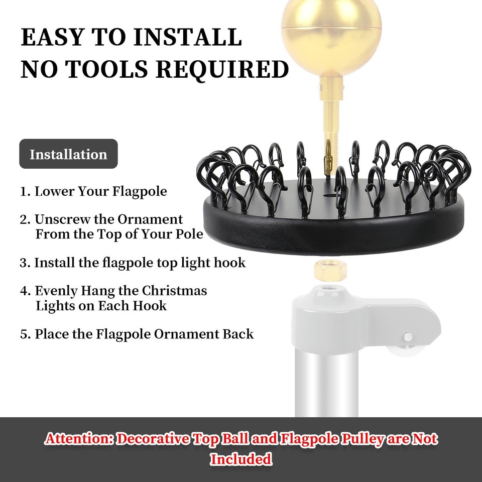 Christmas Tree Flag Pole Mega Topper Light Hook Outdoor Telescoping ...