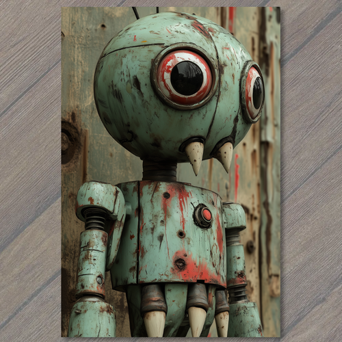 Art Print Rusty Monster Robot Spikes Eyes Grunge Toy Creature Urban ...