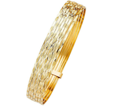NEW 14K YELLOW GOLD 7 DAYS SOLID BANGLE | eBay