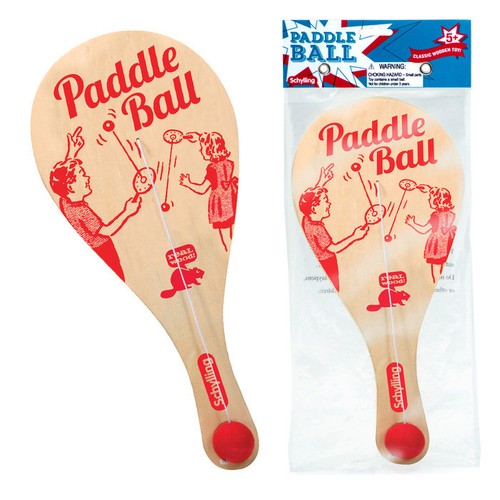 11" Wood Paddle Ball Game Wooden w/ Rubber Ball & Catch Hole Classic ...