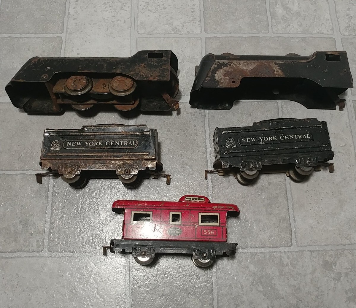 Marx Marlines Wind Up Locomotive Train Engine Cars And Parts Vintage O ...