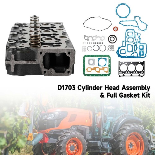 Complete Cylinder Head & Full Gasket Kit Compatible With Kubota D1703 ...
