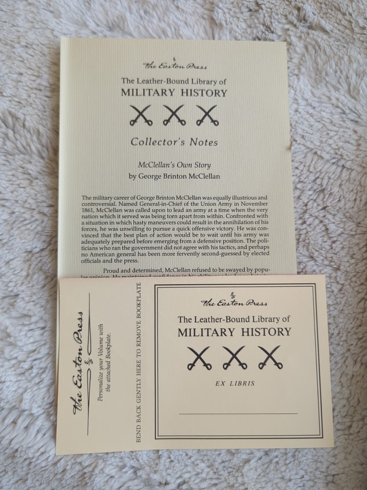 McCLELLAN'S OWN STORY George McClellan Easton Press Collectors Edition ...