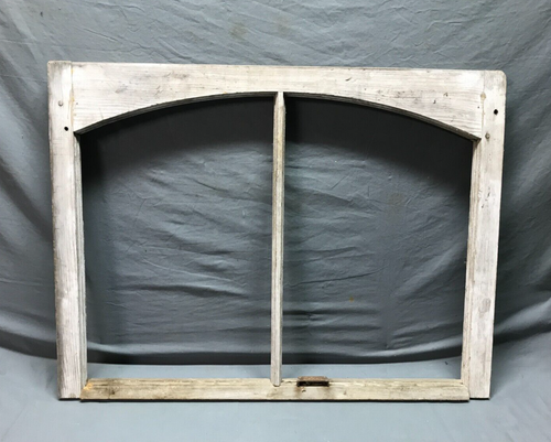 Antique 2 Lite 24x32 Arched Glass Top Window Sash Shabby White VTG Chic ...