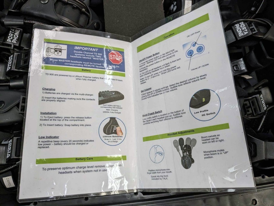 PortaPhone TD-900 6 Coach Headset System for Football Coaches | eBay