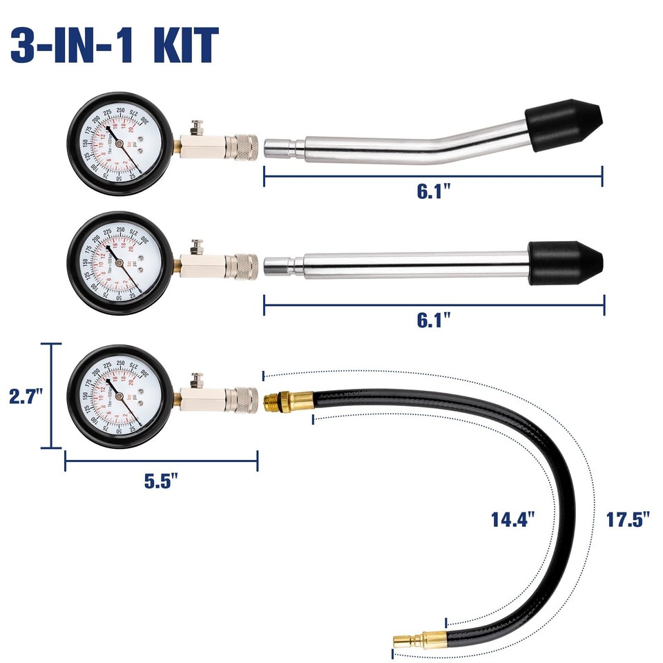 Compression Tester Kit 0-300 PSI for Cars Motorcycles Small Engine | eBay