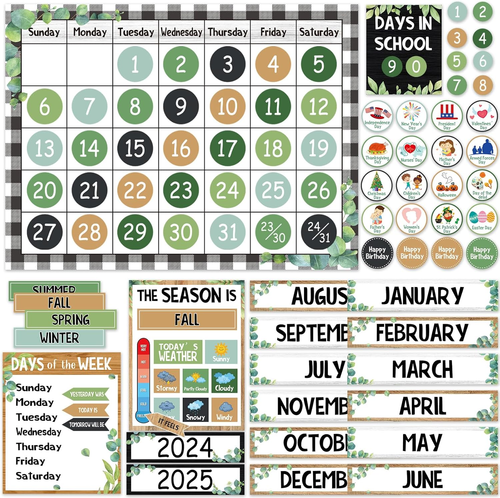 Farmhouse Classroom Calendar Set Bulletin Board Sets for Teachers ...