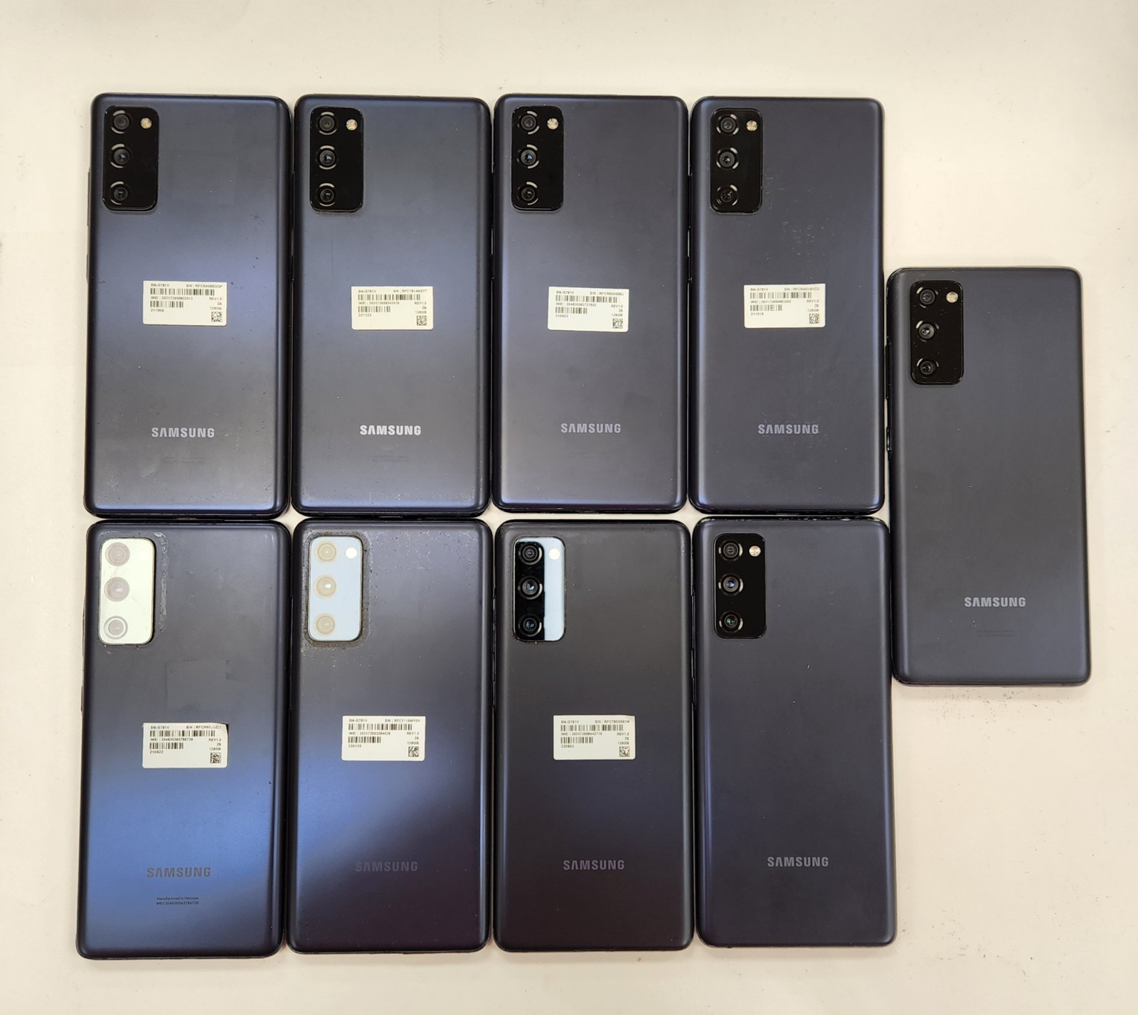 Lot of 9 Used Unlocked Samsung Galaxy S20 FE 5G SM-G781V 128GB Blue ...