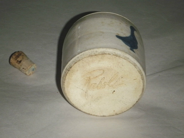 LIVERMORE CALIFORIA ANTIQUE RABOLI 4" WINE JUG BANDED BREATHER HOLE ...