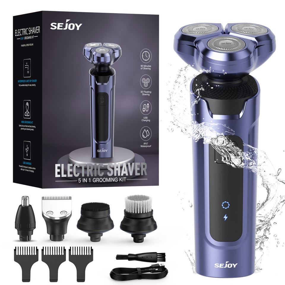 5 in 1 Rechargeable Cordless Mens Electric Rotary Shaver Razor Sideburn ...