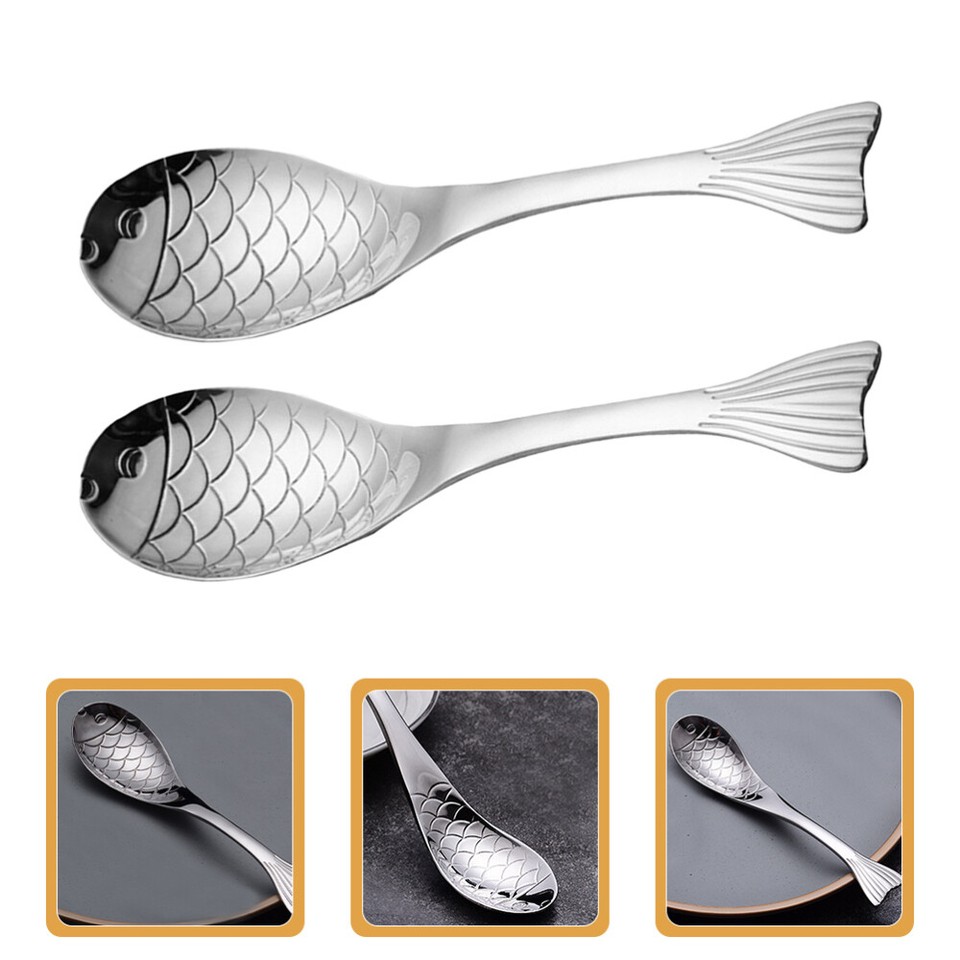 2pcs Serving Spoons Stainless Steel Fish Spoon For Serving Soup ...