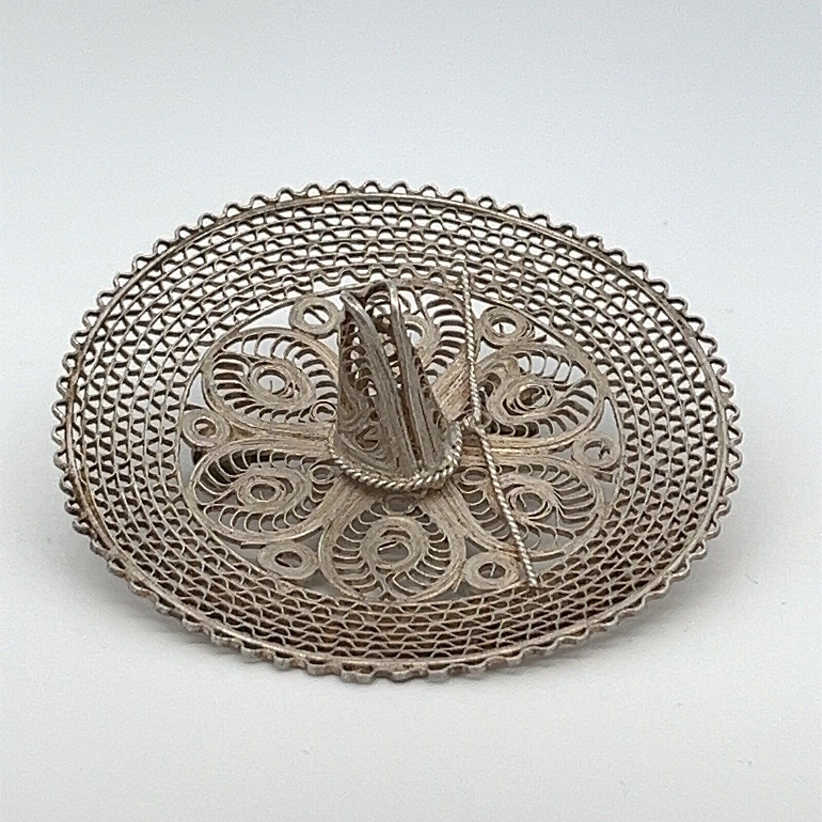 Vintage Mexico Silver Wire Filigree Design Sombrero H… - Gem