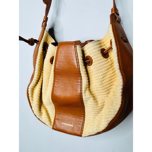 MANSUR GAVRIEL Brown Woven Straw Drawstring Closure Tassel Lilium Bag ...