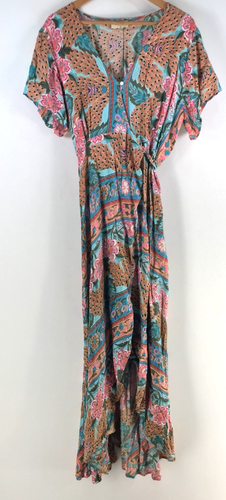 Talisman wrap dress womens size M multicolour floral short sleeve rayon ...