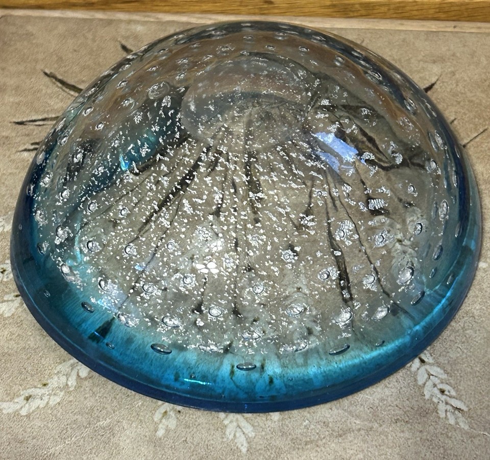 Murano Vintage Shell Art Glass Ashtray Aqua Blue Ashtray Bubbles Silver ...