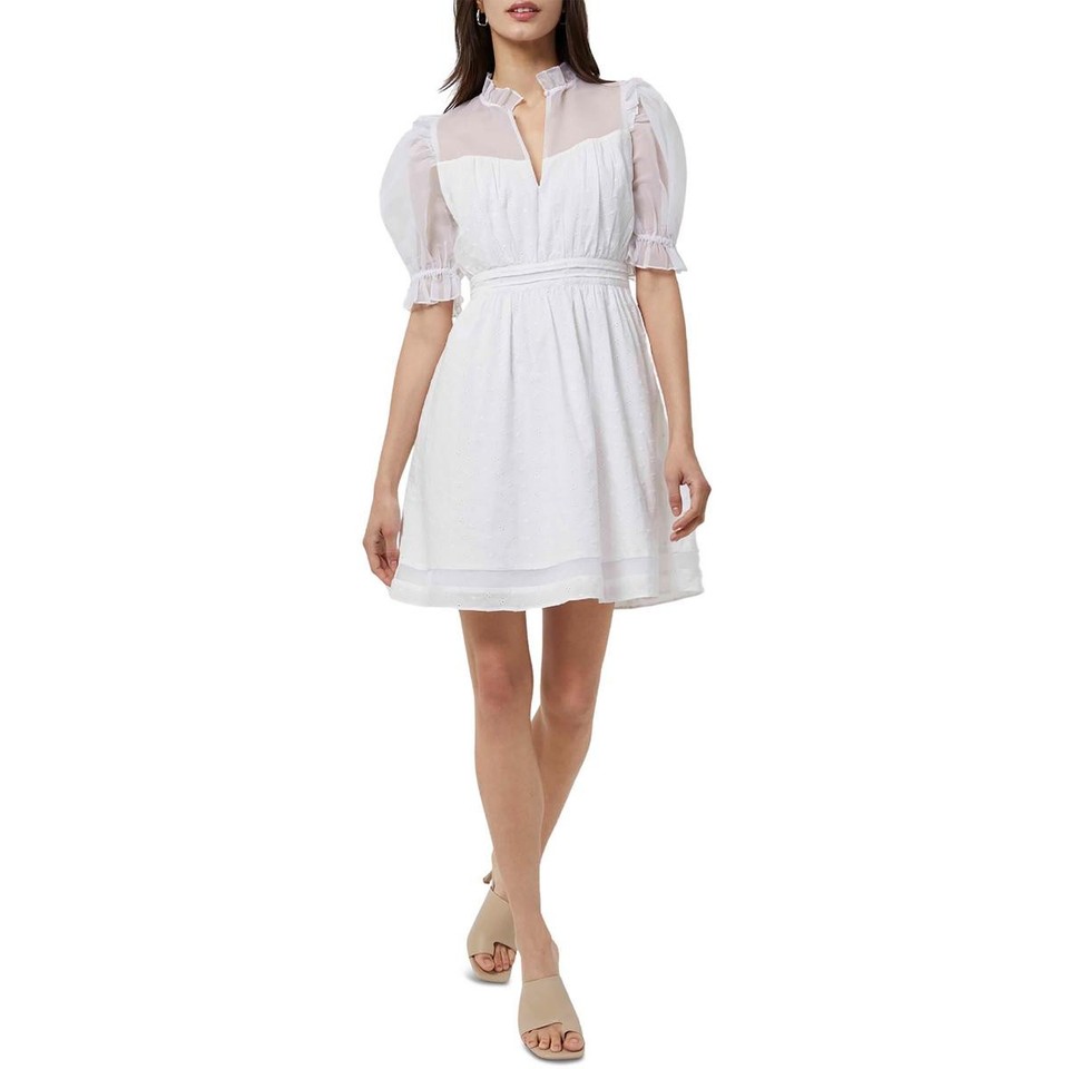 French Connection Womens White Eyelet Illusion Short Mini Dress 2 BHFO ...