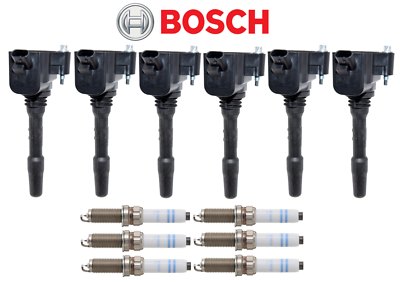 OEM Ignition Coil + Spark Plug Double Platinum (6sets) Bosch for BMW 3 ...