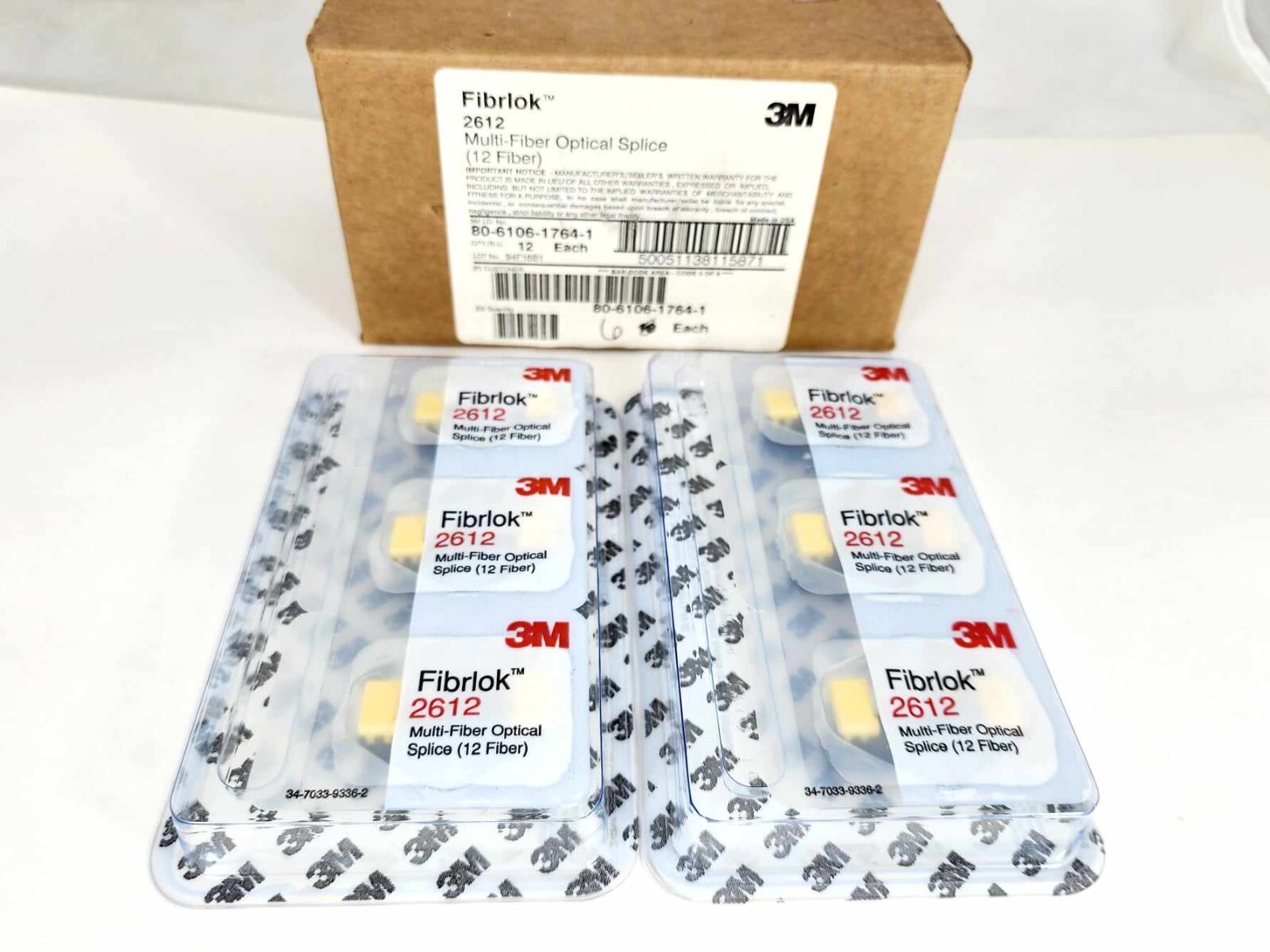 6 3M Fibrlok 2612 Multi-Fiber Optical Splice Splicing Connectors 12 ...