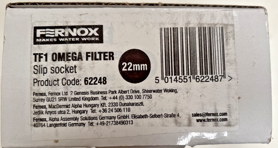 FERNOX TF1 Omega Filter 22mm 62248 – Magnetic Slip Socket Central ...
