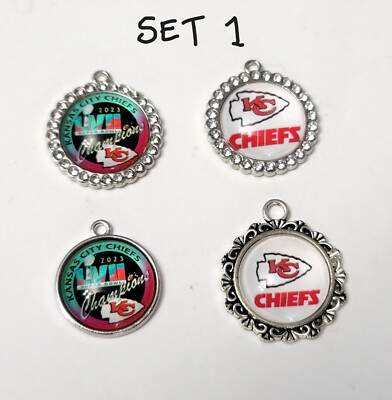 Sale set 4pcs exclusive charm of NFL Champion team KC Chiefs, CZ stones ...