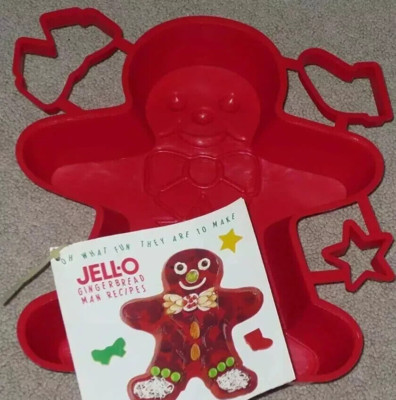 Jello Gingerbread Man Mold with 3 Cookie Cutters Star Sock Bow Snack ...