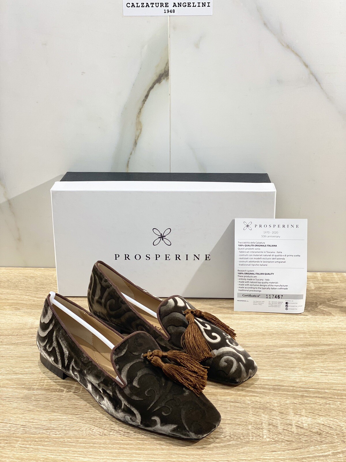 Prosperine Mokassin Frau Samt Maulwurf Damask Luxury Made IN Italy 37 ...