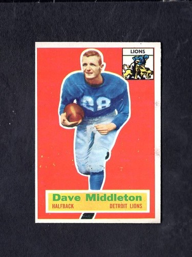 1956 Topps # 68 Dave Middleton Detroit Lions Near Mint cond o/c ...