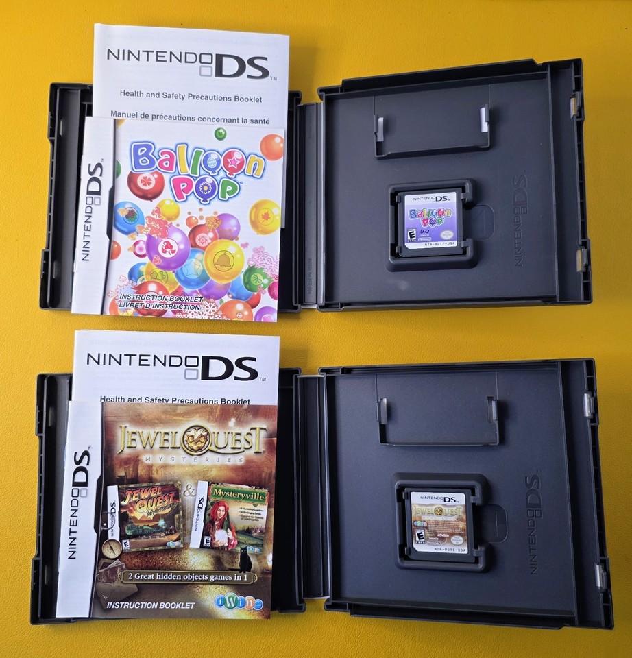 Lot Of 3 Nintendo DS Puzzle Game Tested Balloon Pop, Jewel Quest, Brain ...