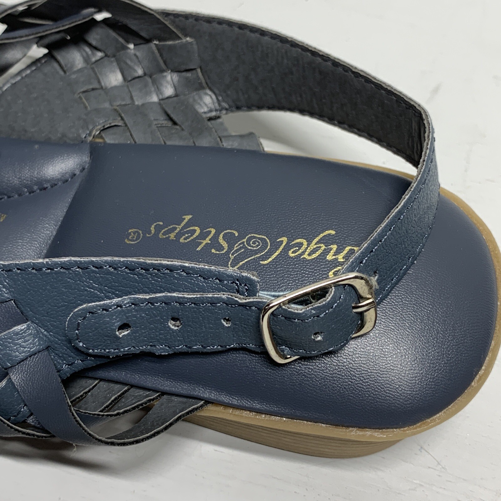 Angel Steps Sandals Blue Wedge Leather Cushioned Shoes 11 WW | eBay