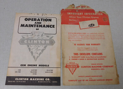 Clinton Gem Engine Models 100 VS100 A2100 VS2100 VS3100 instruction ...