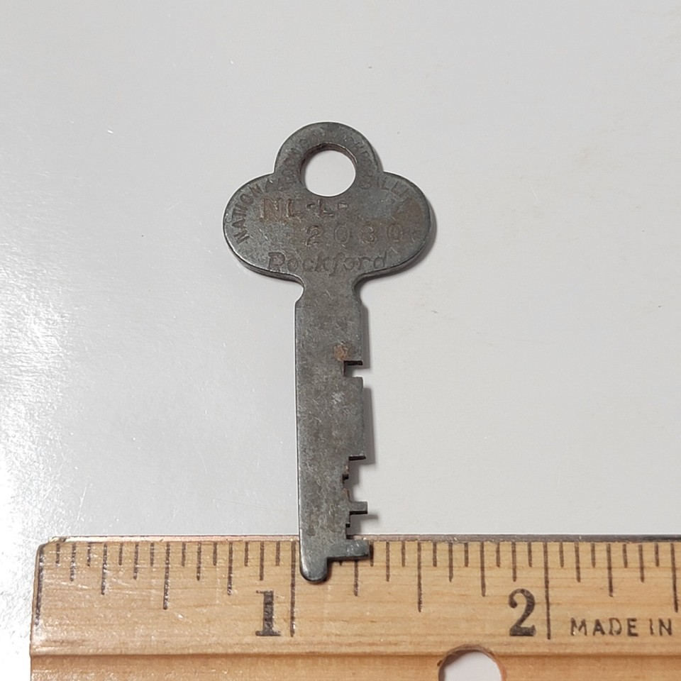 Vtg Rockford National Lock Co Flat Skeleton Key Marked No NL-L-2080 ...