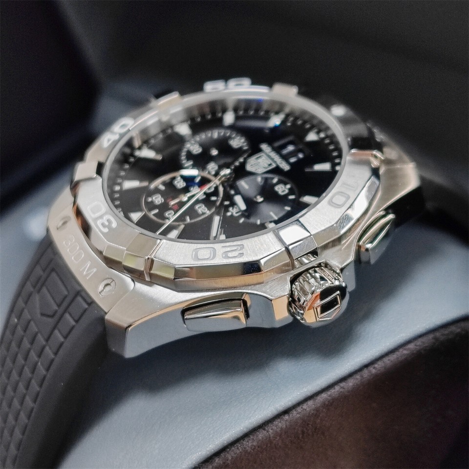 Black Dial Chronograph 43mm Men's Watch CAY1110.FT6041 TAG Heuer Aquaracer 300M | eBay