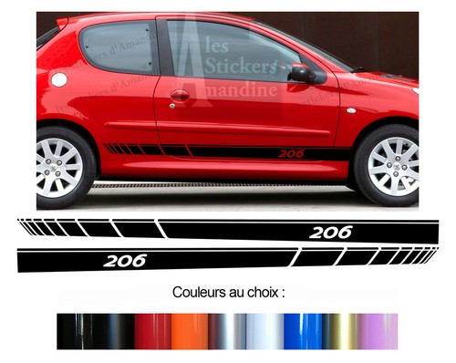 2 X BANDES RACING DAMIERS POUR PEUGEOT 206 AUTOCOLLANT STICKER BD573 ...