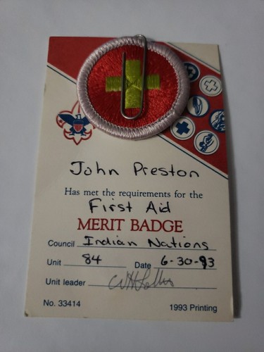 Vintage Boy Scouts of America 1993 First Aid Merit Badge on Card BSA | eBay