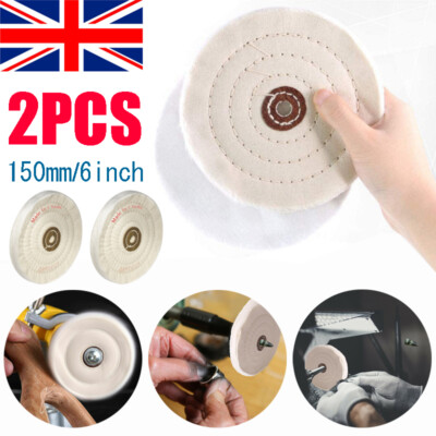 2x 150mm 6" Spiral Stitched Cotton Buffing Polishing Wheel Mop For ...