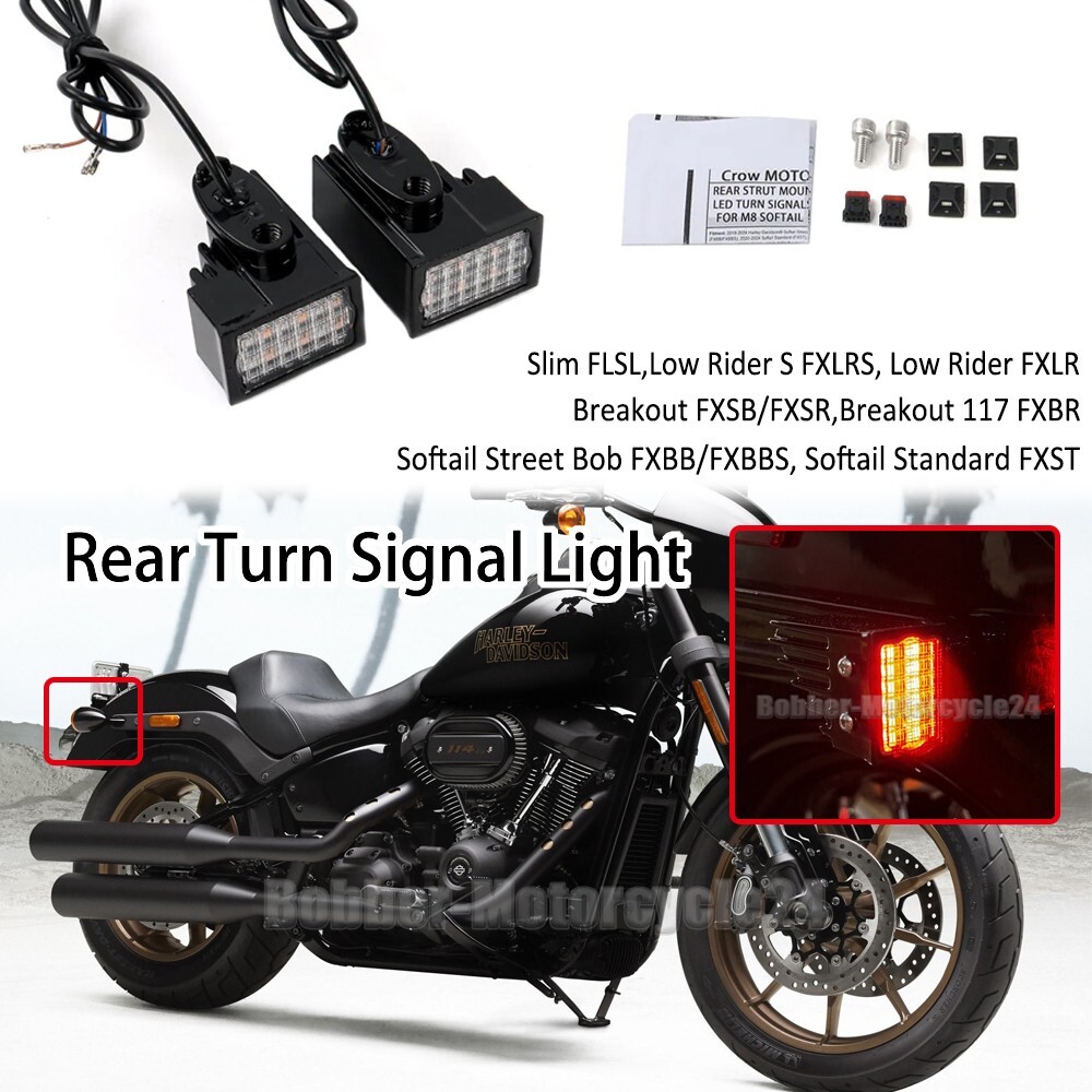 Harley Softail Turn Signals LOYO 2" 1157 Front 1156 Rear LED Turn