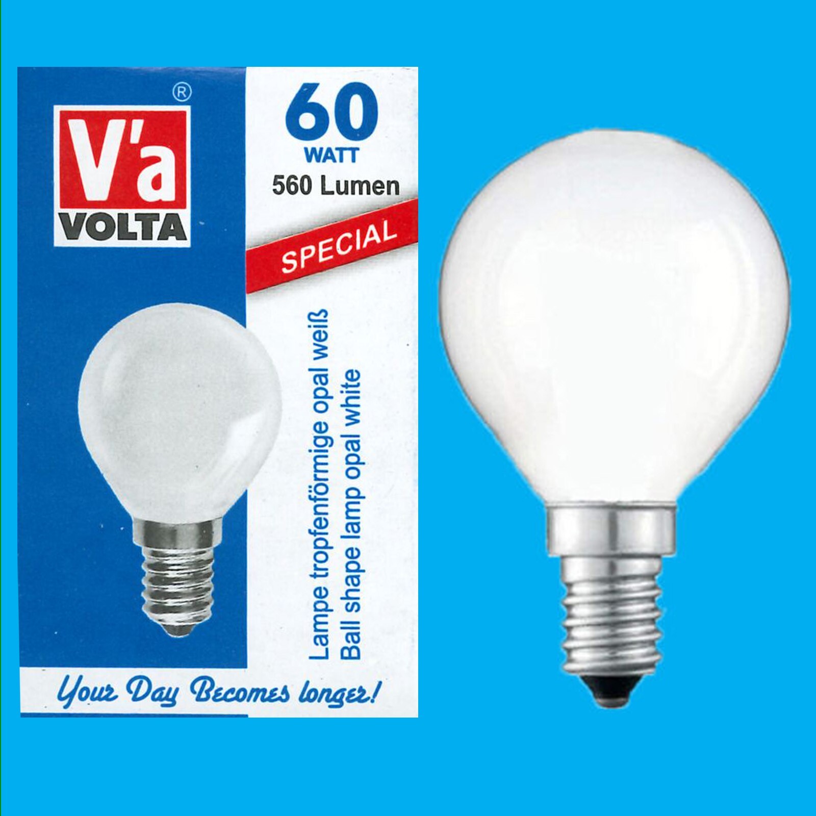 20x 60W Volta Incandescent Filament Opal Golf Dimmable Light Bulb E14 ...