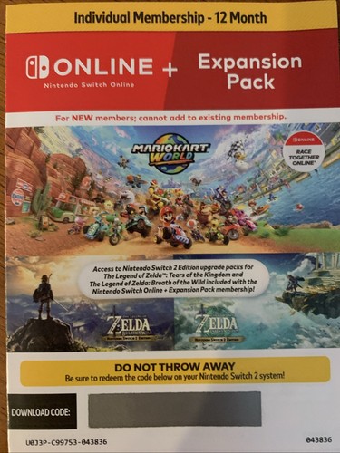 Unused 12 Months Nintendo Switch Online Membership + Expansion Pack Key ...