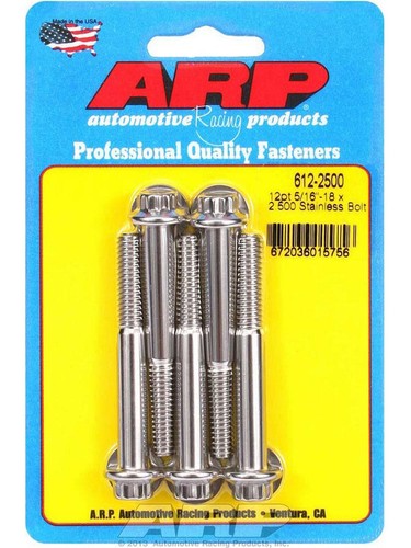 ARP Bolt Kit 12PT 5/16-18x2.500 UHL w/ 3/8 Socket Stainless 5pk (612 ...