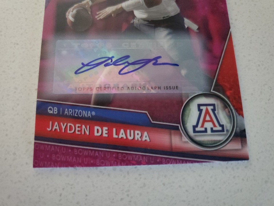 Jayden De Laura 2023 Bowman Chrome University 085/150 Autograph Pink ...