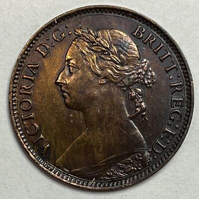 1891 Great Britain Farthing Choice Almost Uncirculated AU+ Coin #16342 ...