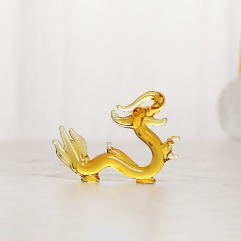 Dragon Statue Chinese Figurine Crystal Decor Zodiac Animal Wealth Gold ...
