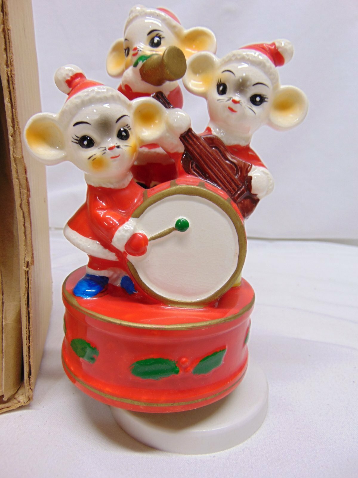 Music Box Japan Ceramic Christmas Revolving Music Box - 3 Mice Band | eBay