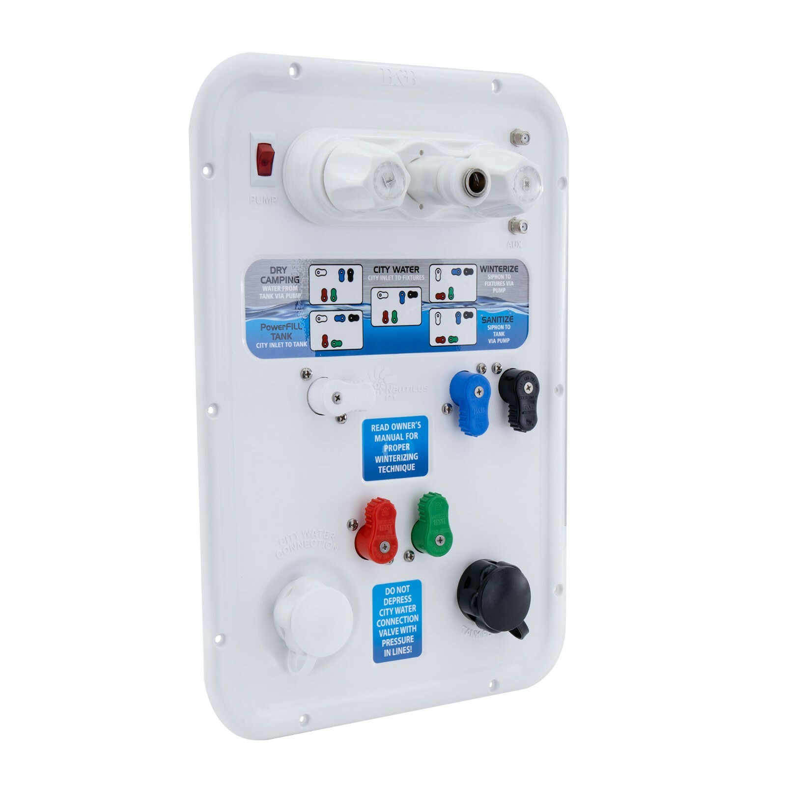 RecPro RV Nautilus P1 Water Management Panel 8-Function City Water Fill ...