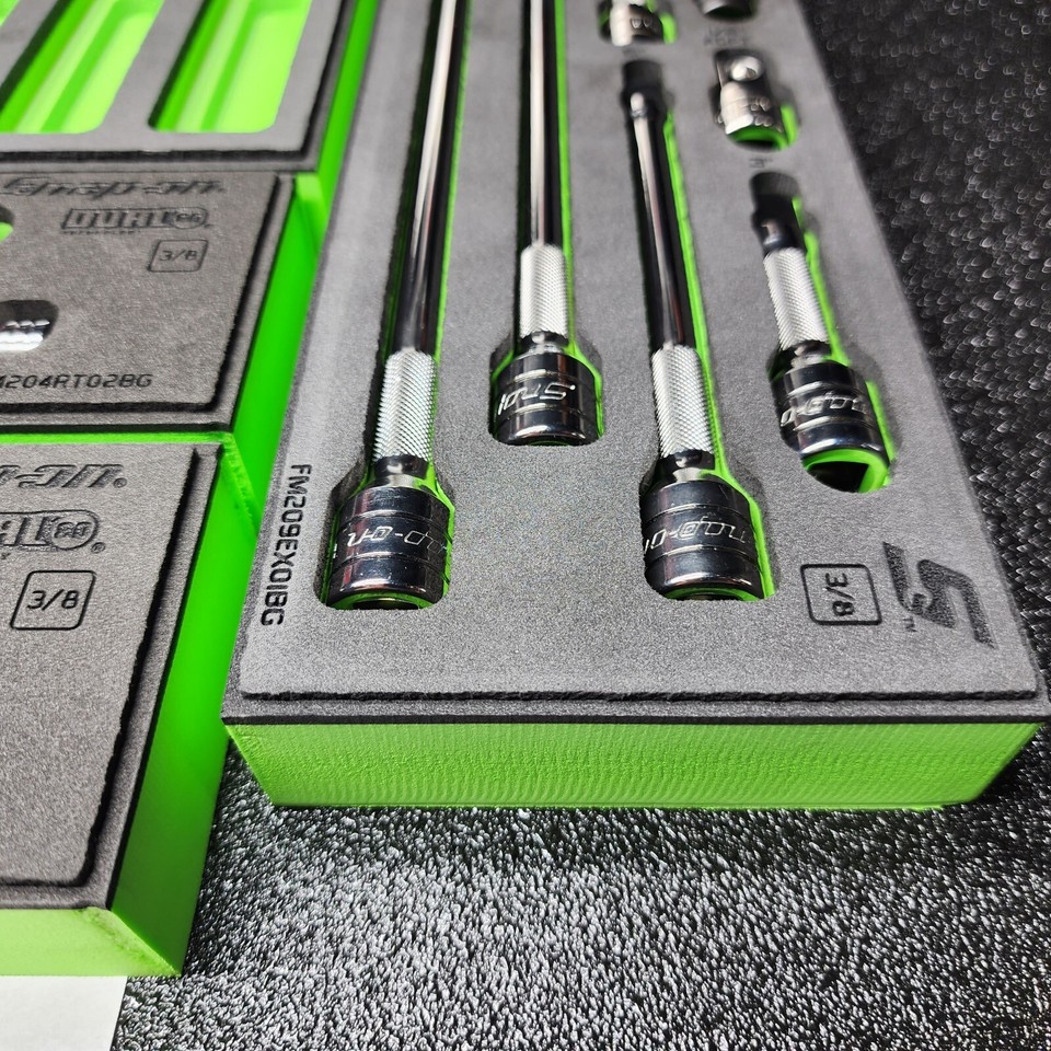 Snap-on Tools 3/8" Drive 12-POINT 101pc Set w/ GREEN PRO-FI Foam ...