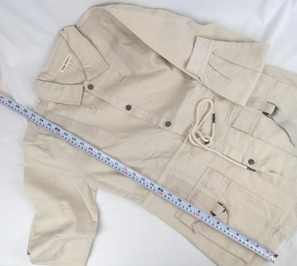 Indigo Thread Co Cotton Twill Drawstring Waist Distressed Utility ...