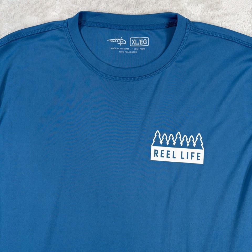 Reel Life Mens XL Blue Long Sleeve Performance Fishing Shirt | eBay
