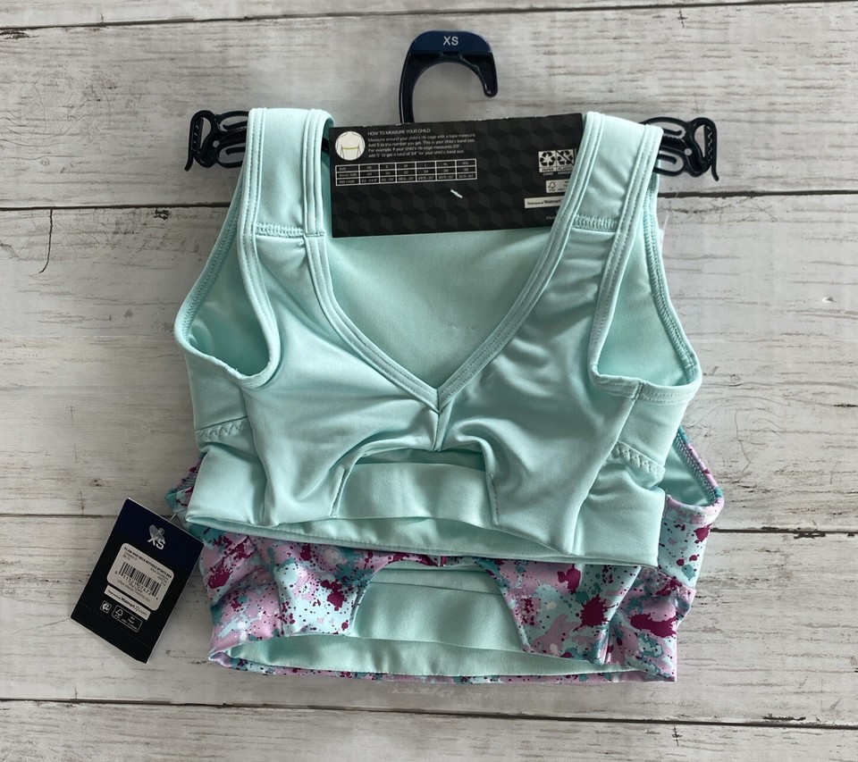 Athletic Works Girls Bras Lot 2 Multicolor & Aqua Blue Sports Size XS ...
